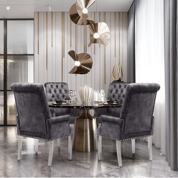 Dark grey velvet dining chairs store